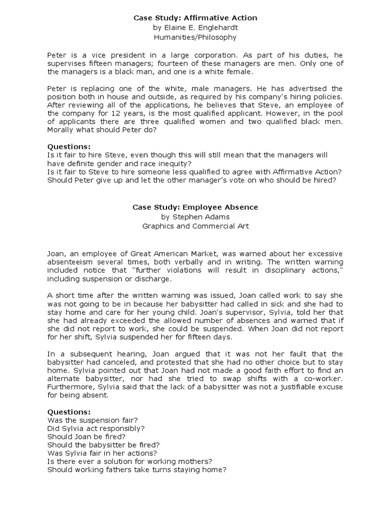 5.03E Ethics Case Study Affirmative Action | PDF | Social Institutions ...