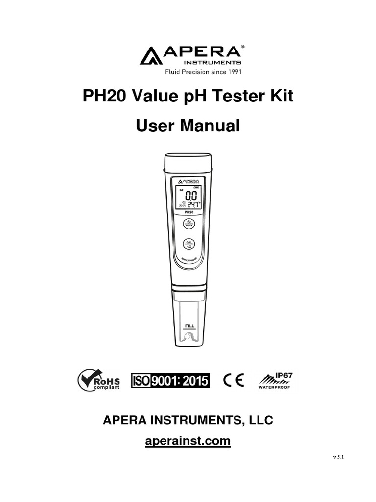 Apera PH20 pH Tester User Manual | PDF