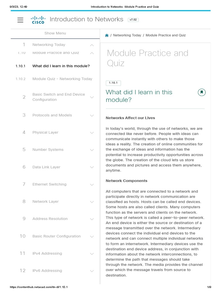 Introduction To Networks - Module Practice and Quiz | PDF | Computer ...