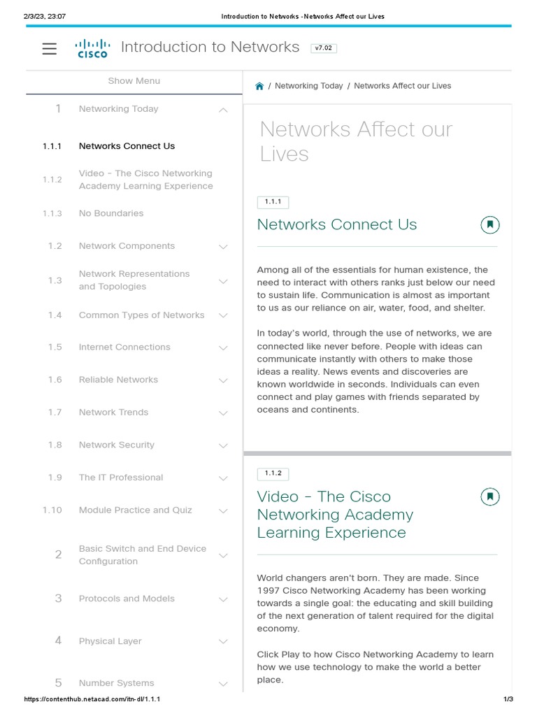 Introduction To Networks - Networks Affect Our Lives | PDF
