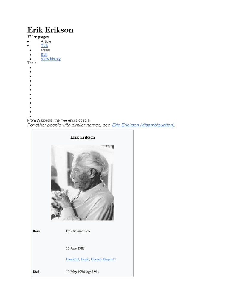 Erik Erikson | PDF | Psychology | Human Development