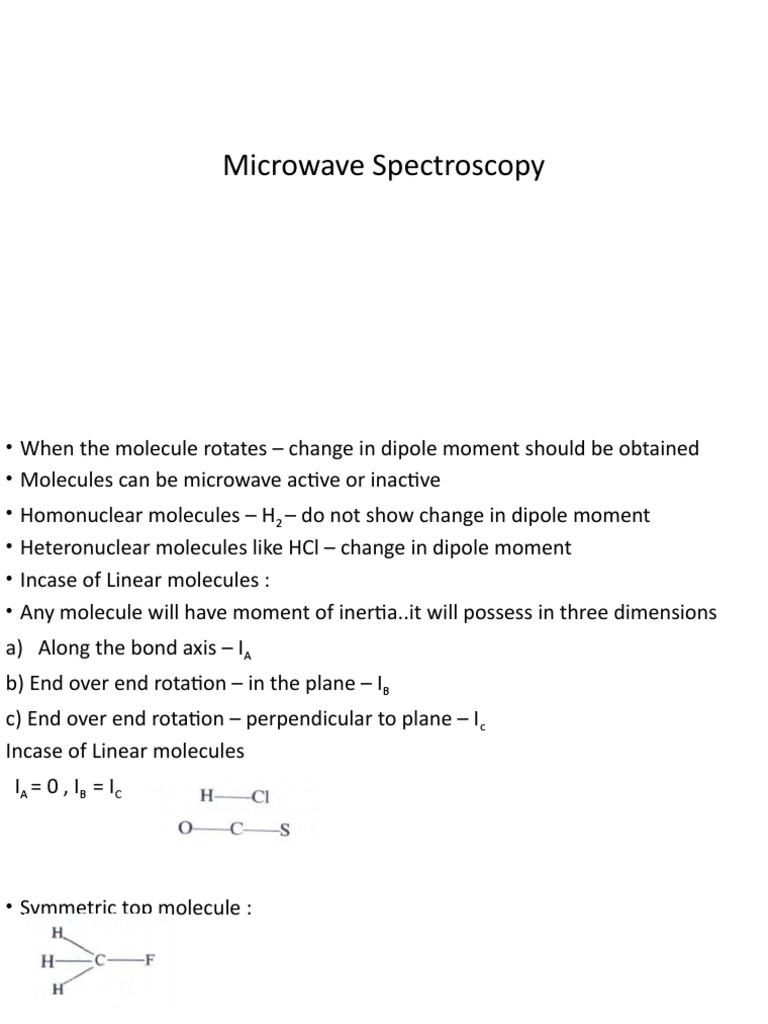 Microwave Spectroscopy of Molecules | PDF | Applied And ...