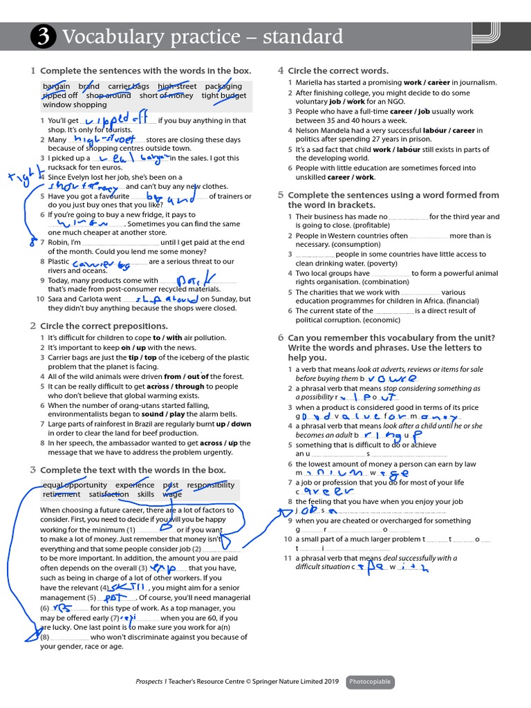 Vocabulary Practice Worksheet | PDF
