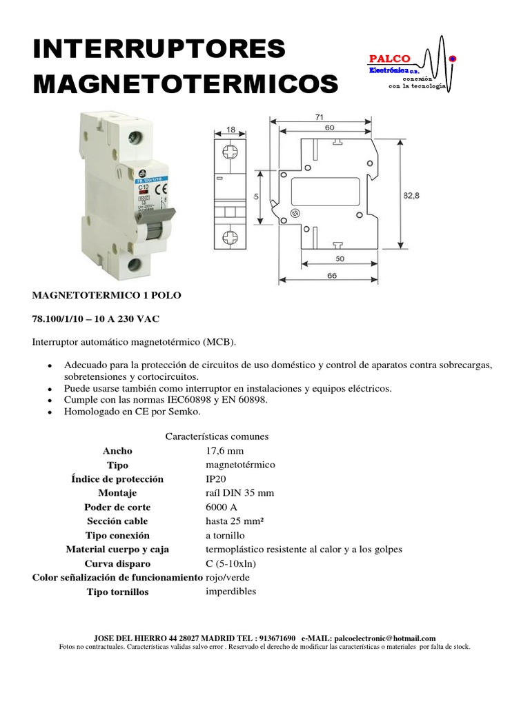 Interruptores Magnetotermicos | PDF | Tornillo | Máquinas