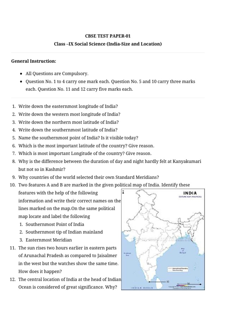 India Size N Location | PDF | Equator | Longitude
