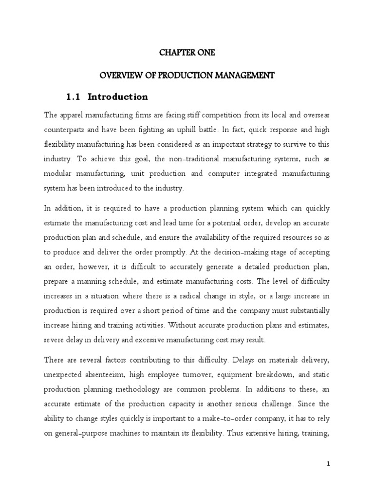 Chapter One Overview of Production Management | PDF