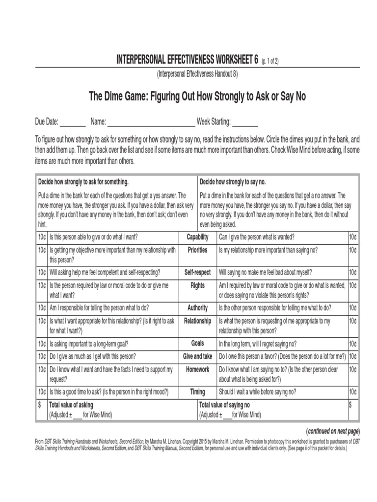 Week 3 Interpersonal Effectiveness Worksheet 6 1 | PDF