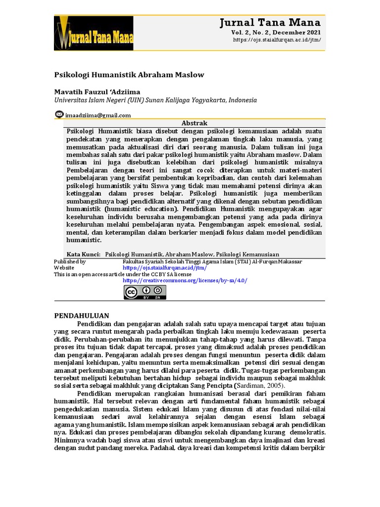 Psikologi Humanistik Abraham Maslow | PDF