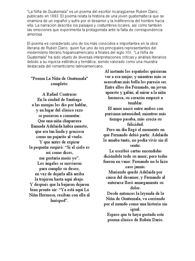 La Niña de Guatemala | PDF | Amor