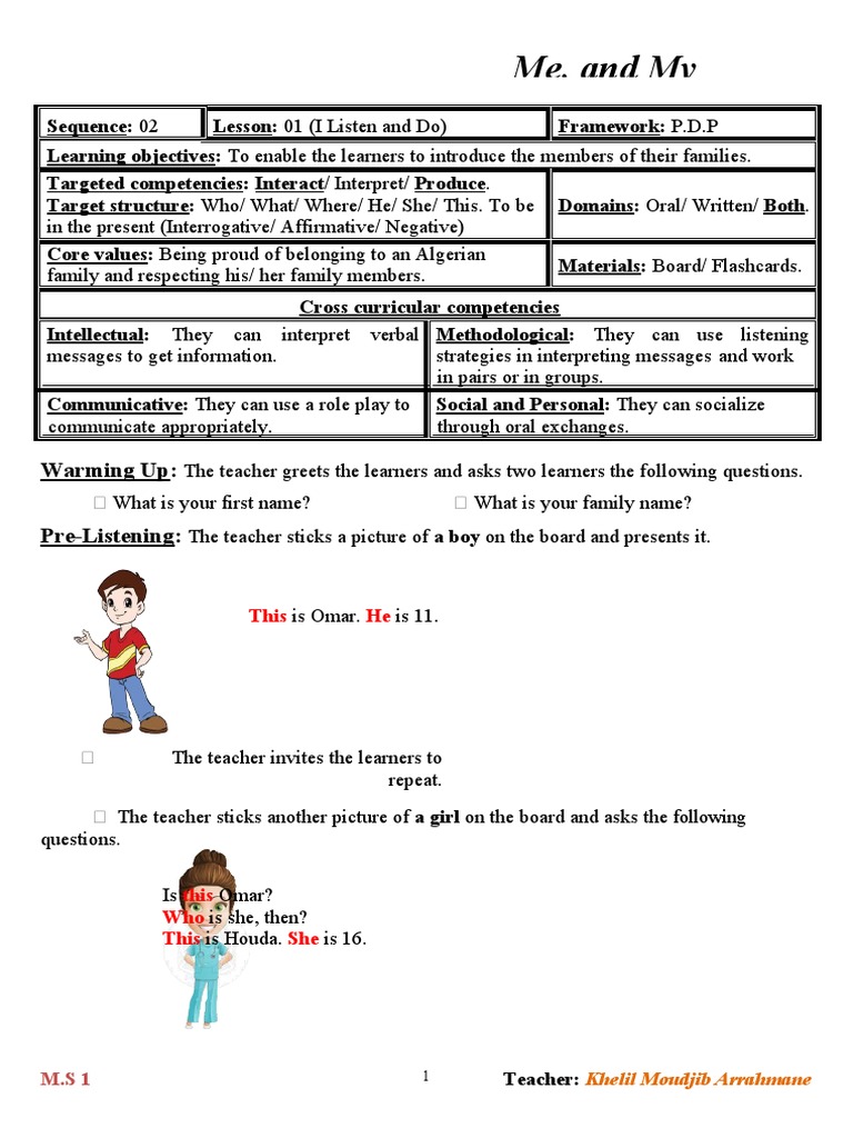 MS 1 - 2nd Generation Sequence Two - Me and My Family - All Lessons by ...