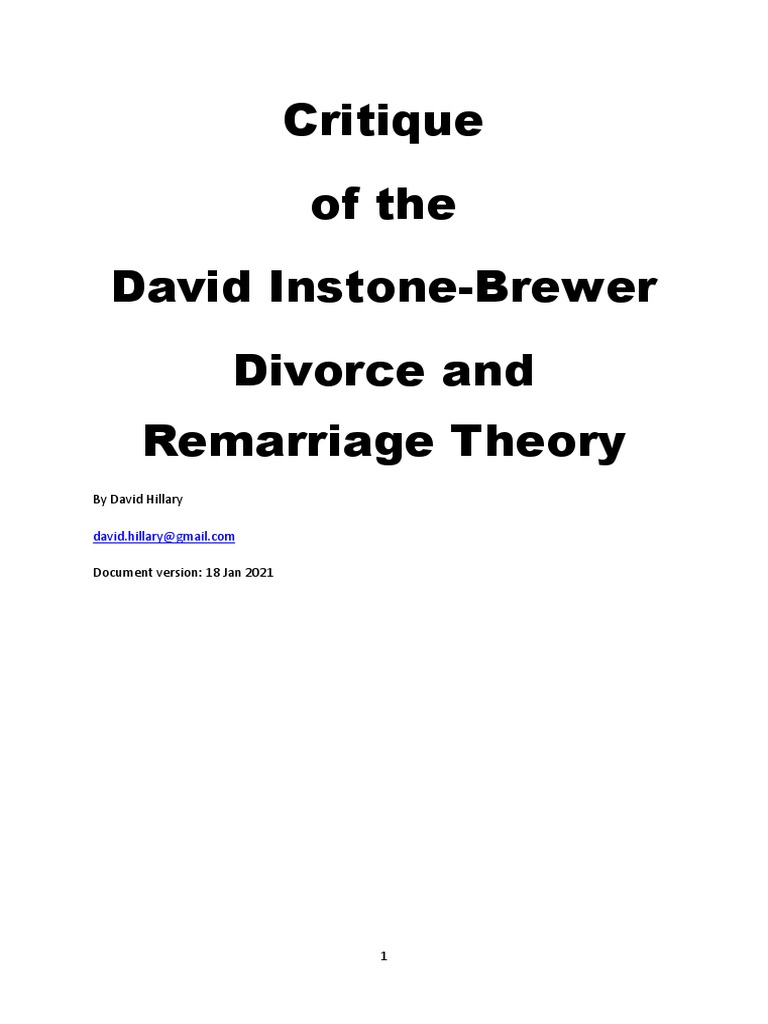 Critique of The David Instone Brewer Div | PDF | Marriage | Monogamy