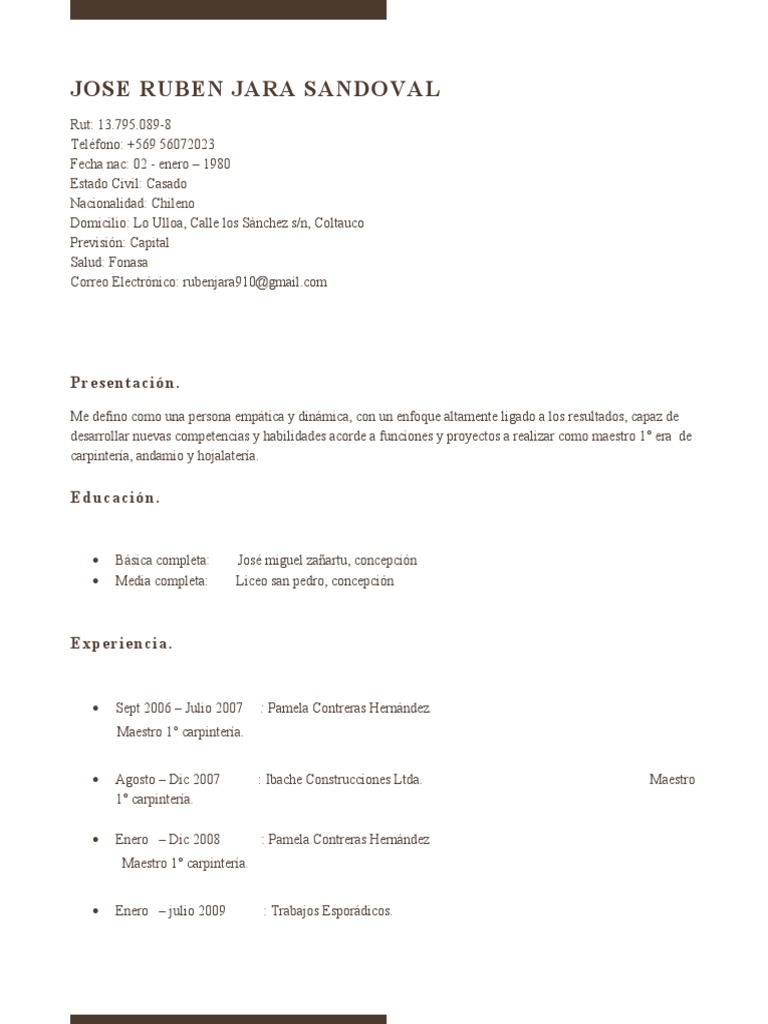 Curriculum Rubén Jara | PDF