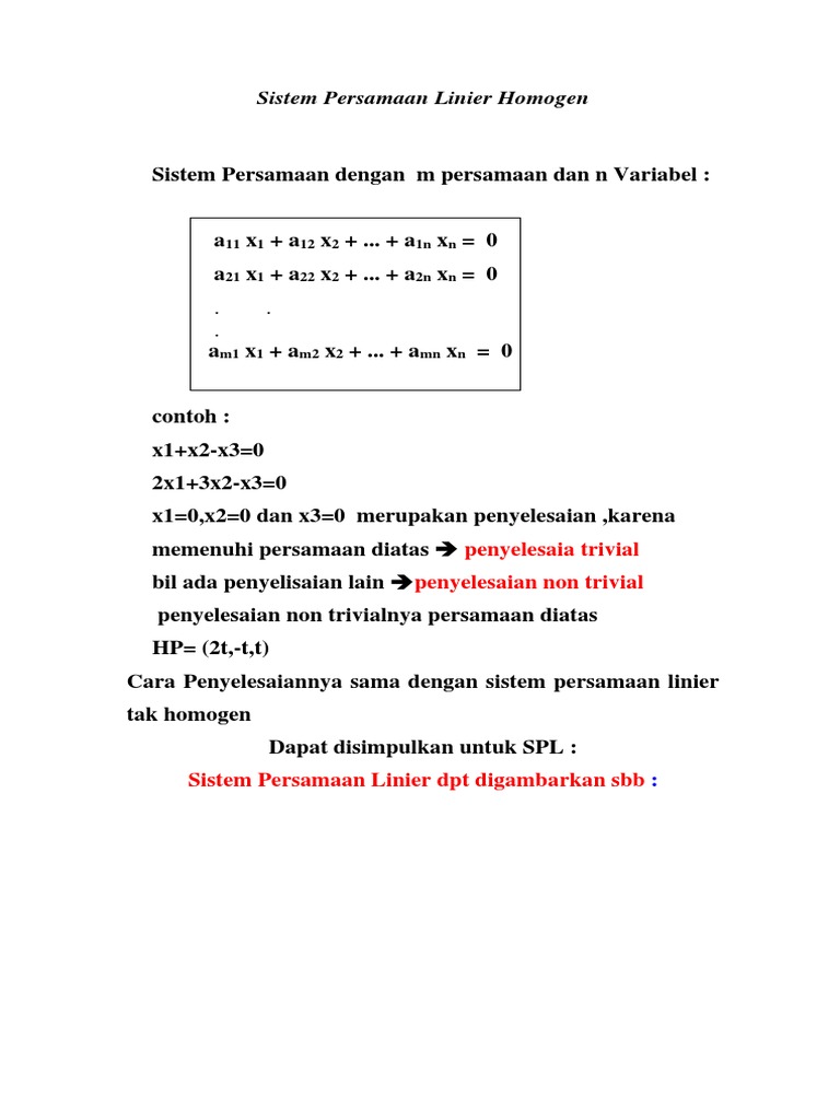 SPL Homogen Dan Sifat Matriks | PDF