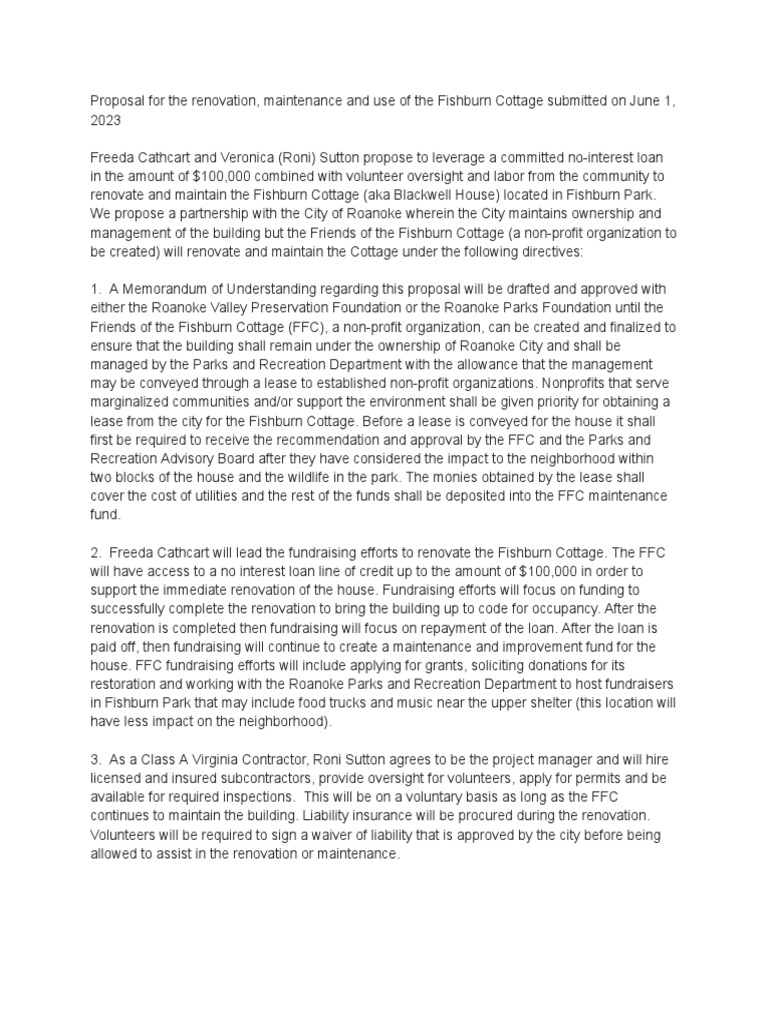 Formal Proposal From Cathcart and Sutton On Fishburn Park House | PDF