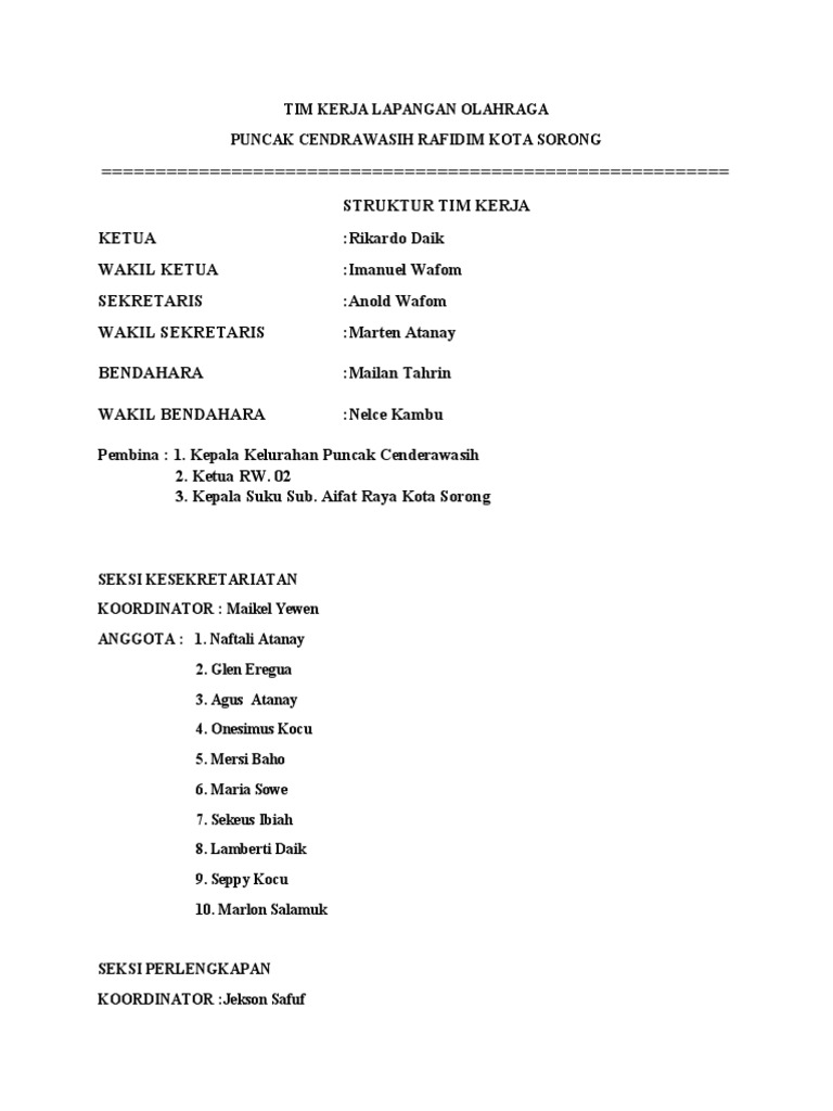 Struktur Tim Kerja Lapangan | PDF