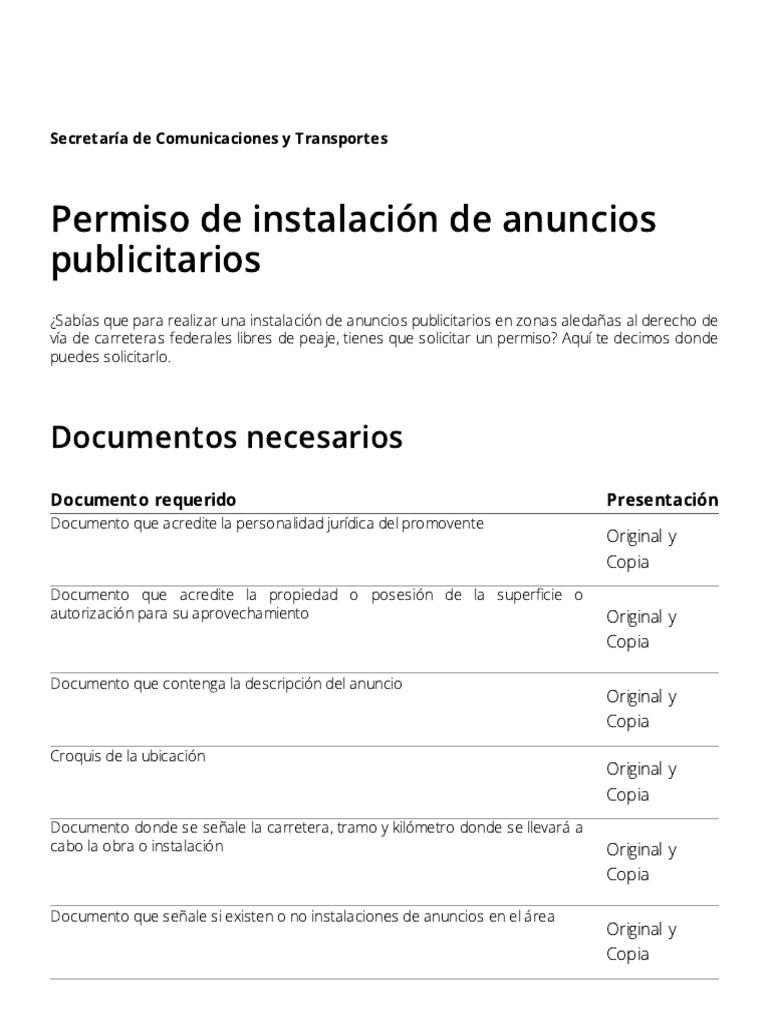 Permiso para Anuncios Publicitarios en Carreteras | PDF