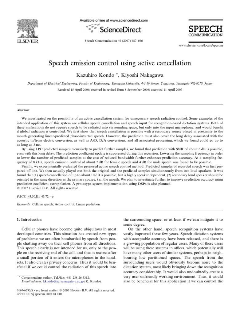 Speech Emission Control Using Active Can | PDF | Loudspeaker | Sampling ...
