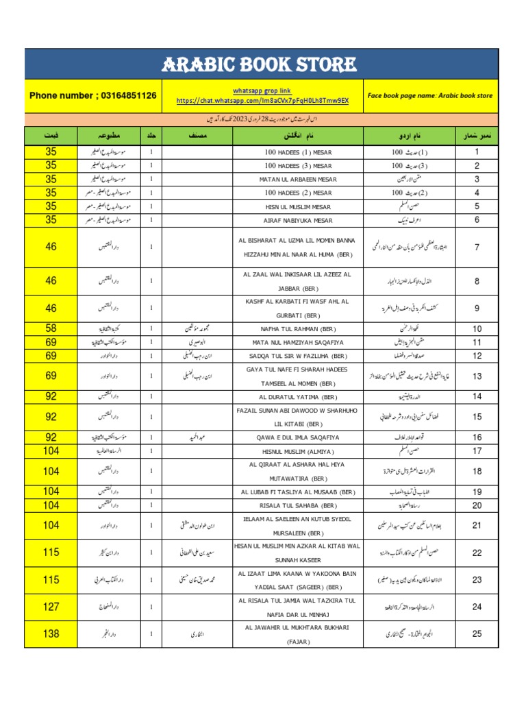 Arabic Book Store New Price List Feb 2023 | PDF