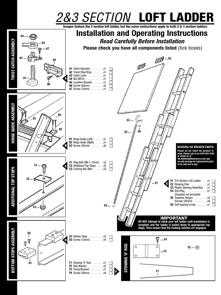 Instructions - 2 and 3 Section Loft Ladder Installation-Operating ...