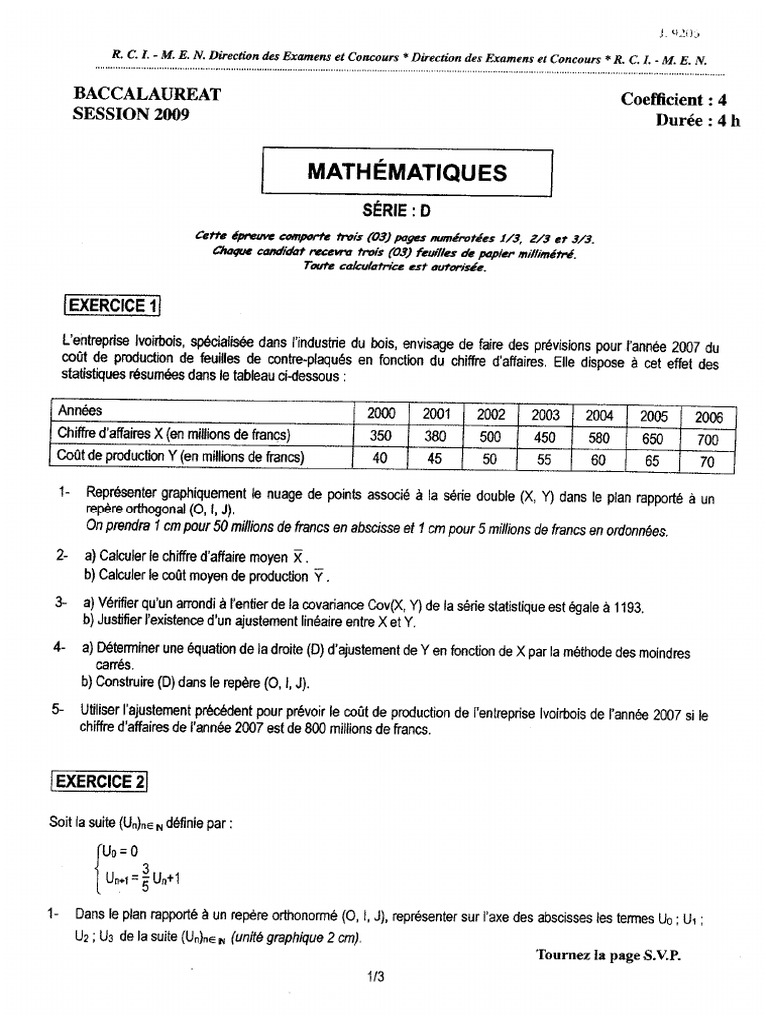 Bac D Math 2009 | PDF