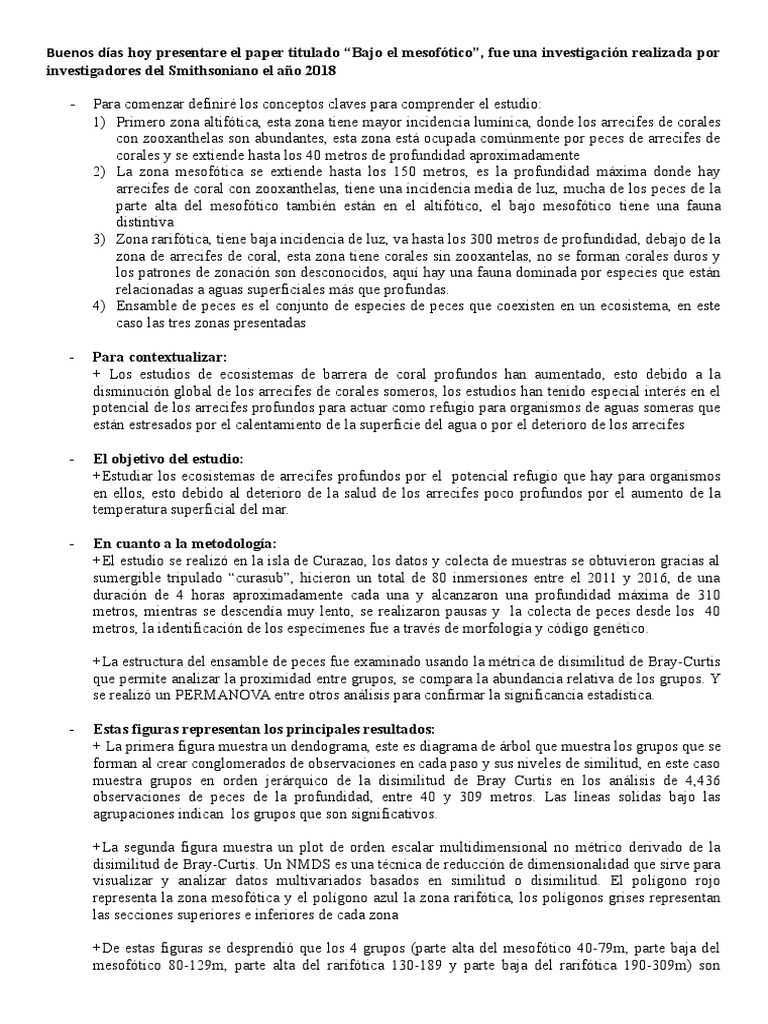 Buenos Días Hoy Presentare El Paper Titulado | PDF | Arrecife de coral ...