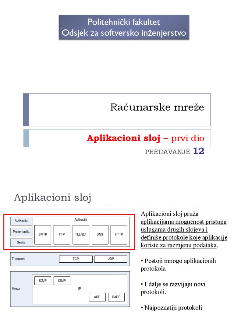 12-Aplikacioni Sloj - 1 Dio | PDF