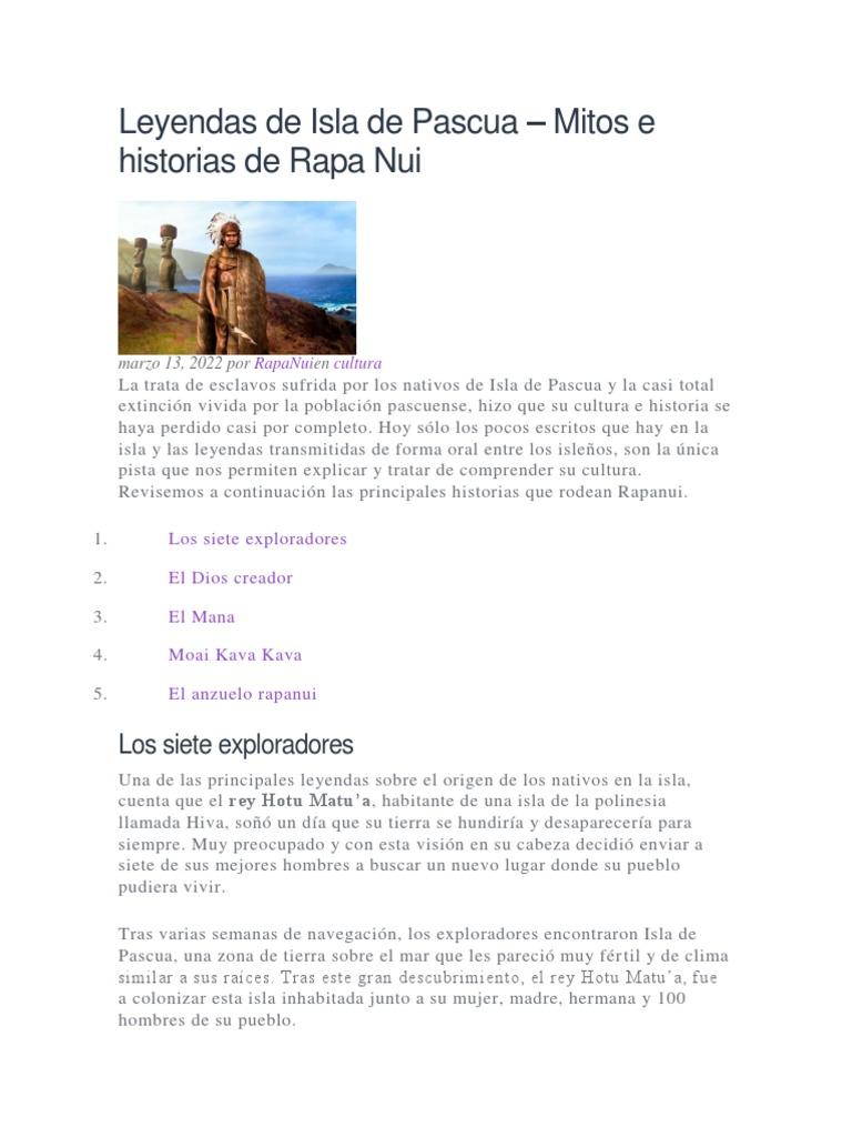 Leyendas de Rapa Nui | PDF