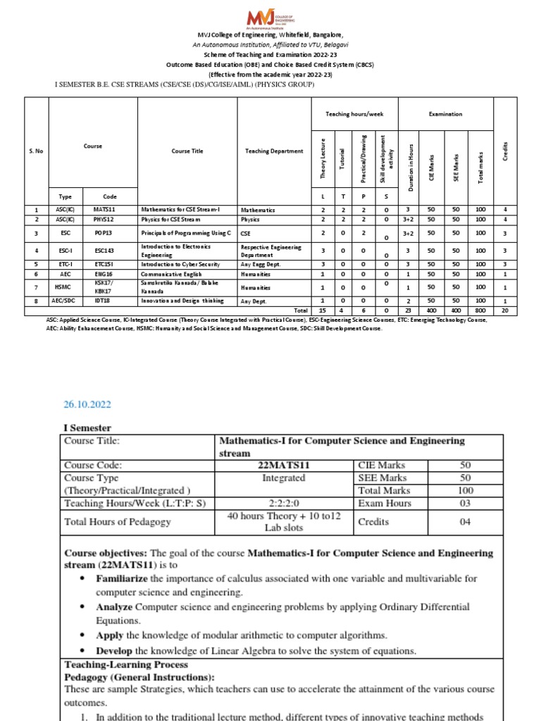 Physics Cycle Scheme 2022 23 | PDF