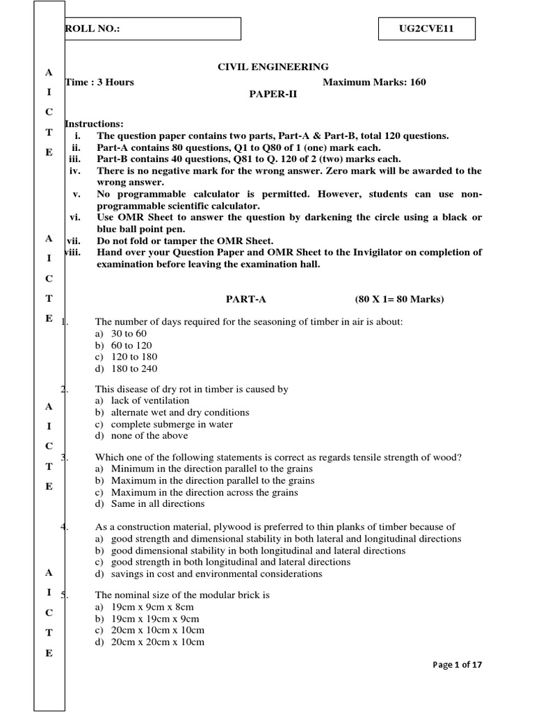 Civil Engineering Exam Paper II | PDF | Sewage Treatment | Fluid Dynamics