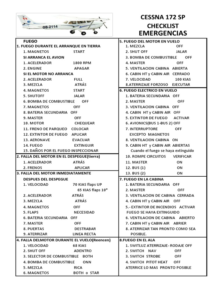 Checklist 172 SP 2019 Proc de Emergencias | PDF | Vehículos | Transporte
