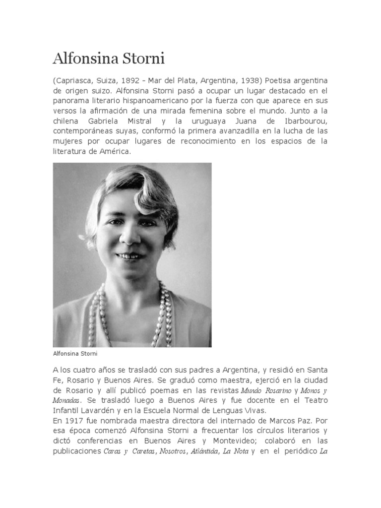 Alfonsina Storni Biografia | PDF Alfonsina Storni Biografia | PDF