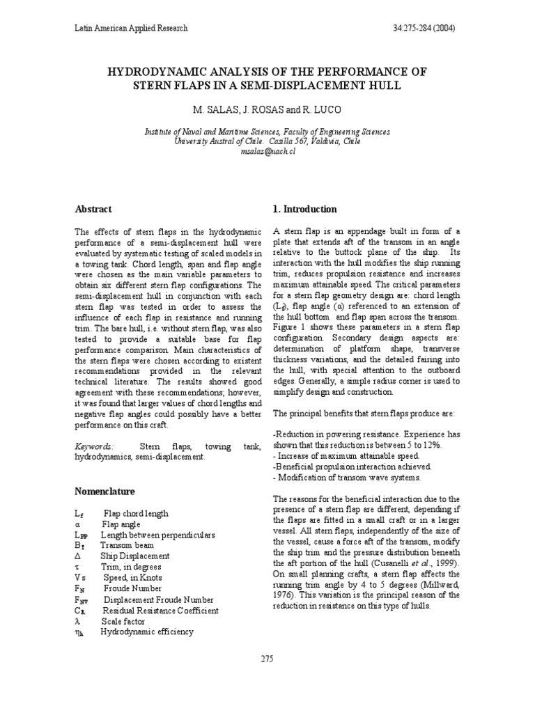 Hydrodynamic Analysis of The Performance of Stern Flaps in A Semi-Displacement Hull | PDF | Flap ...