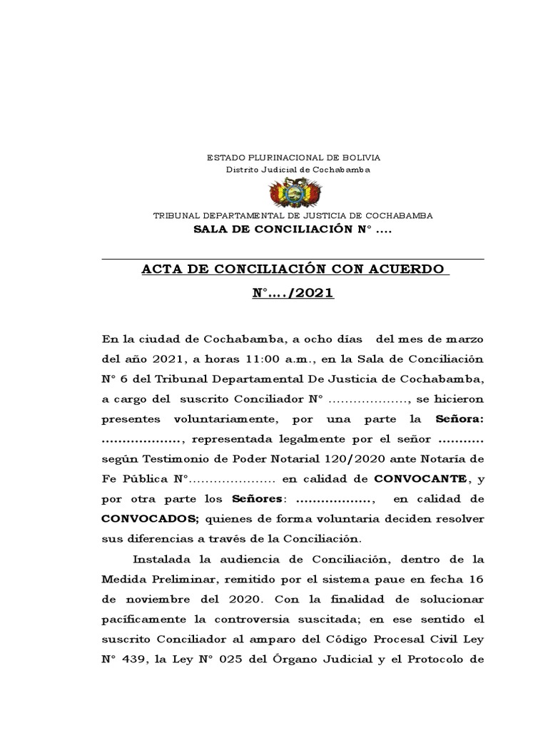 Acuerdo de Conciliación Hereditaria | PDF