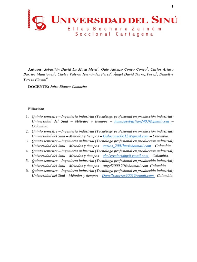 Abp Metodos y Tiempos Chelsy | PDF | Logística | Outsourcing