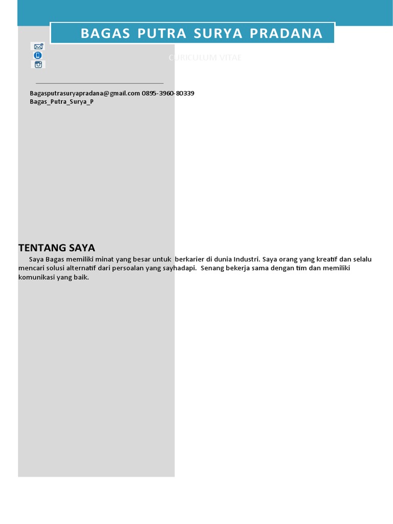 Bagas Putra Surya Pradana: Tentang Saya | PDF
