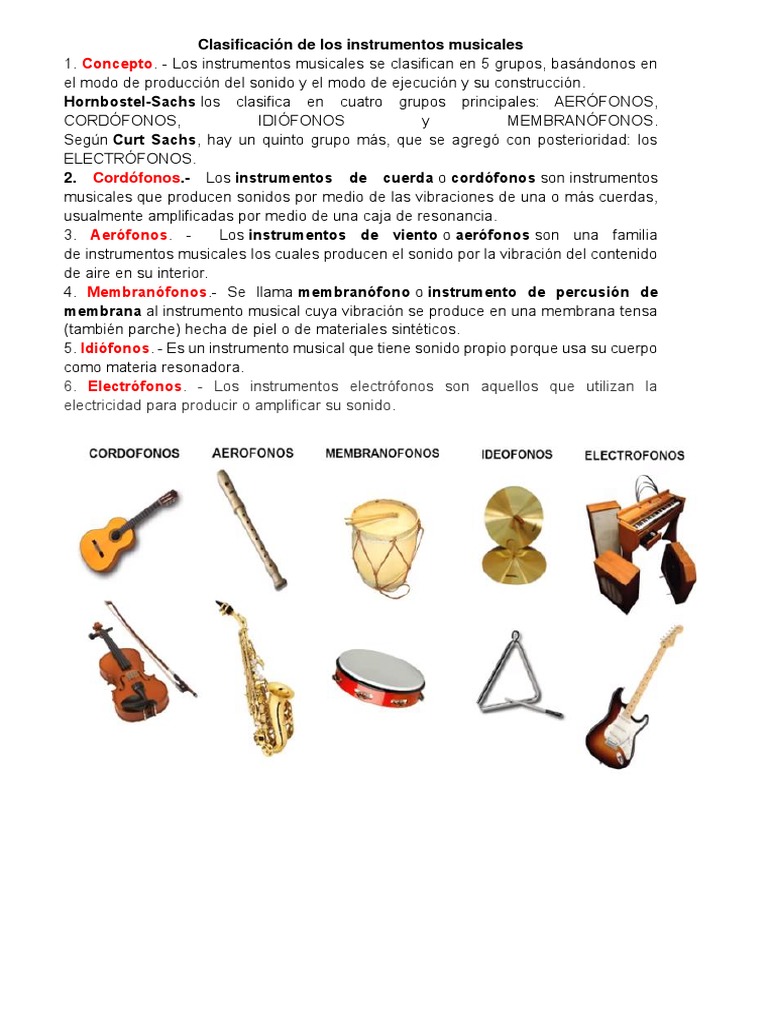 Clasificación de Los Instrumentos Musicales | PDF Clasificación de Los Instrumentos Musicales | PDF