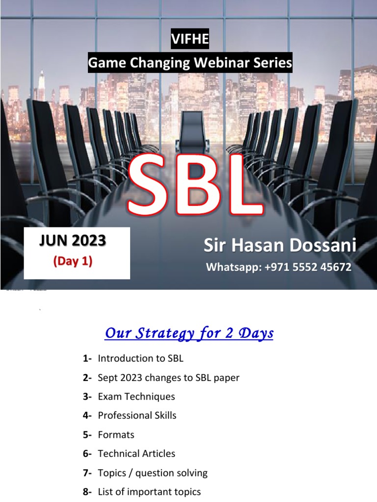 Day 1 - SBL Practice To Pass by Hasan Dossani (JUN 2023) | PDF | Risk | Marketing