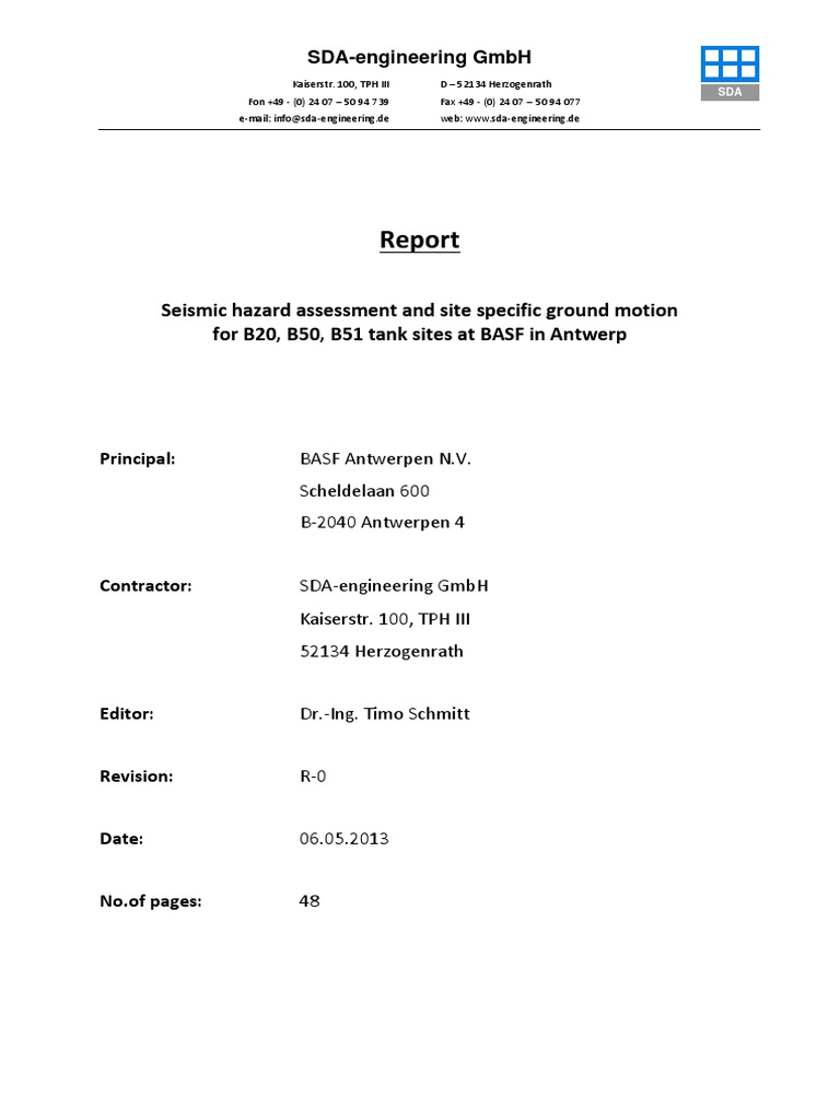 A 6.1.1.1 SDA Report BASF Antwerpen R0 | PDF | Spectral Density | Moment Magnitude Scale