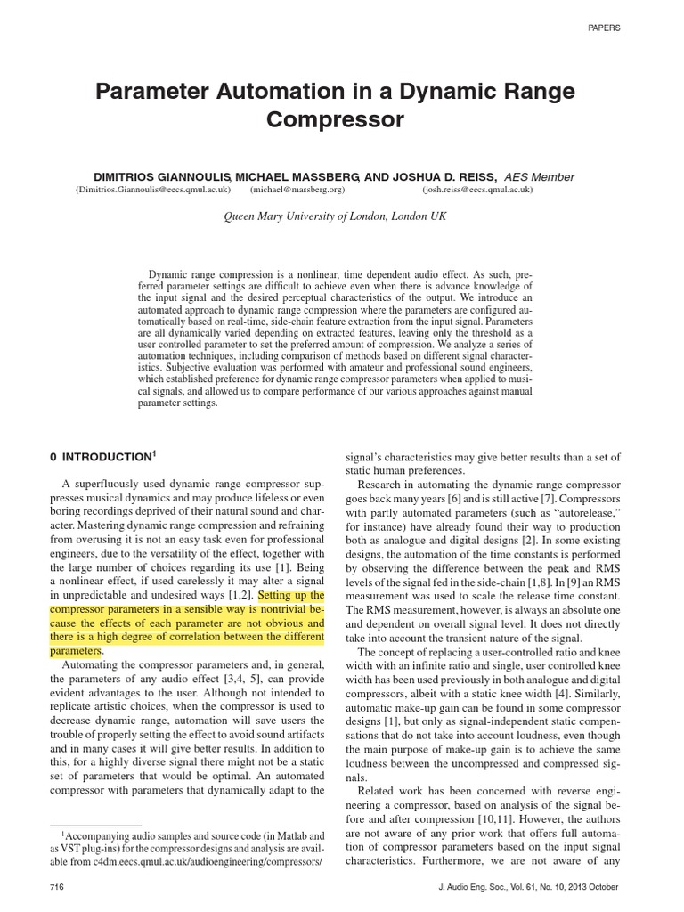 Automated Dynamic Range Compression | PDF | Spectral Density | Electrical Engineering