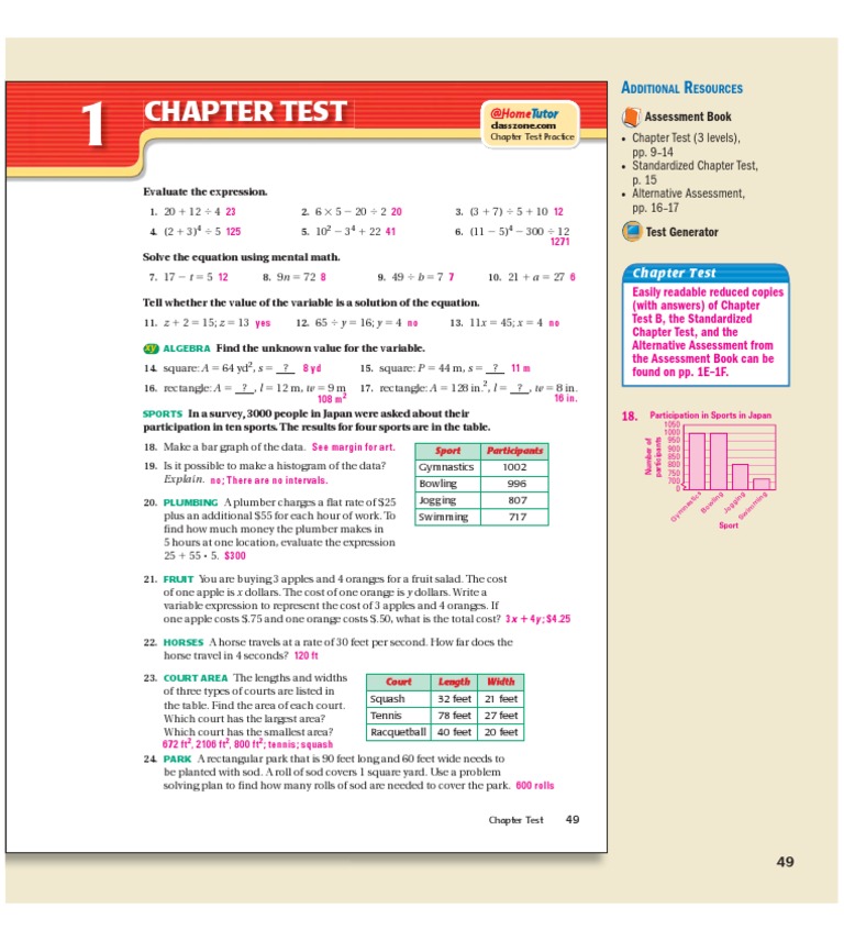 Chapter Test (3 Levels), Pp. 9-14 Standardized Chapter Test, P. 15 ...