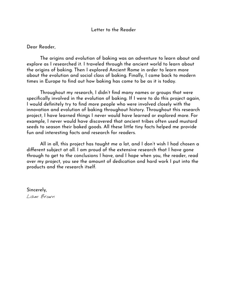 Letter To The Reader | PDF