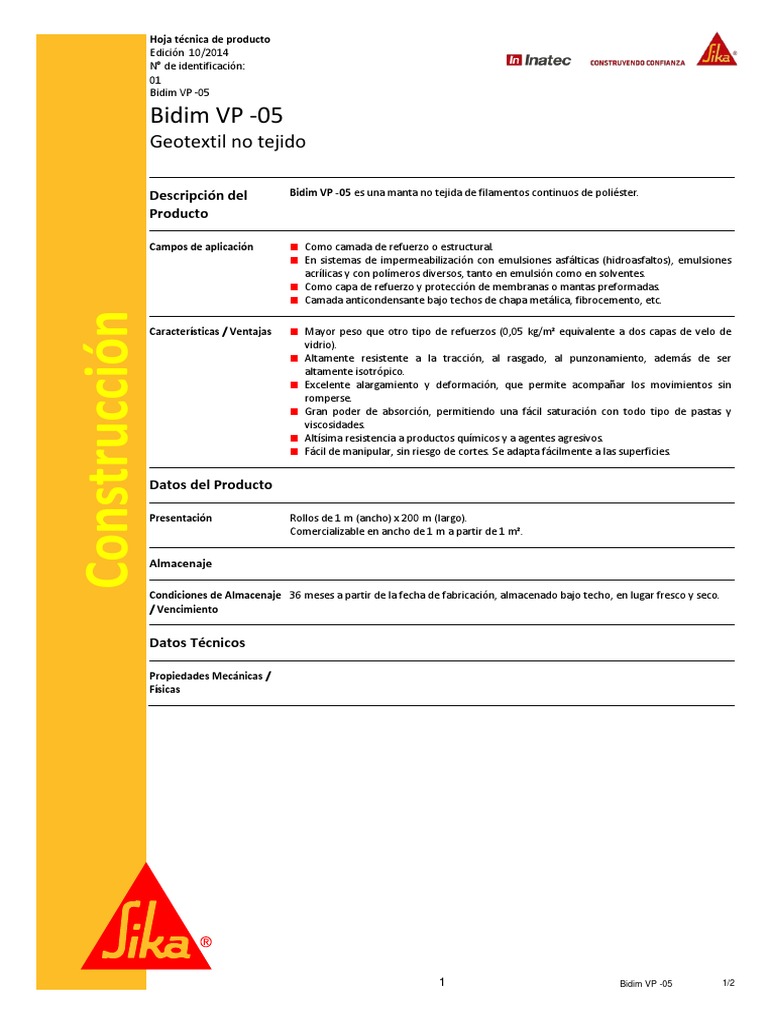 HT BidimVP05 Es Py | PDF | Ciencias fisicas | Materiales