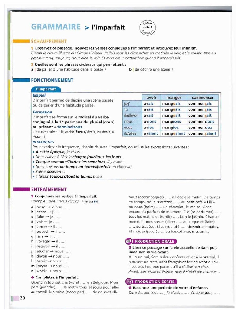 Imparfait Exercice | PDF