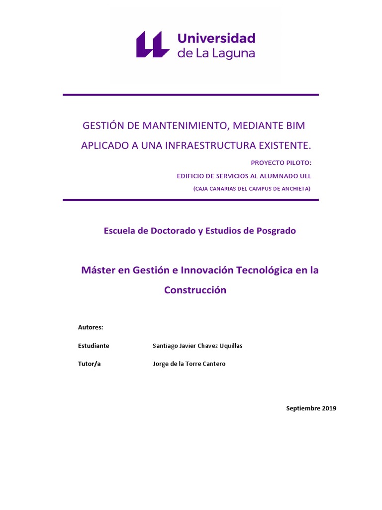 Gestión de Mantenimiento, Mediante Bim Aplicado A Una Infraestructura Existente | PDF | Modelado ...