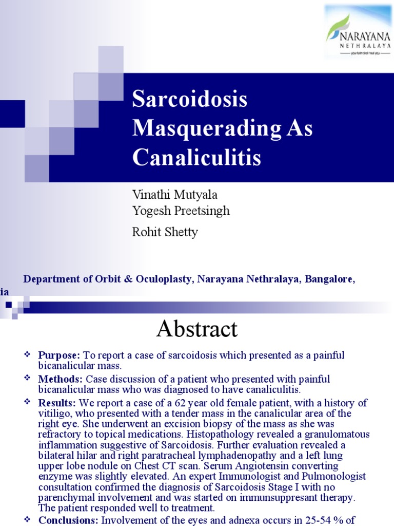 Sarcoidosis Presenting as Canaliculitis | PDF | Wellness | Science ...