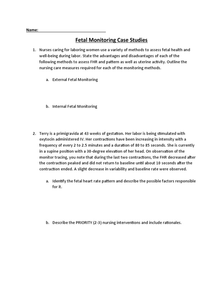 OB Case Studies - Fetal Monitoring-1 | PDF | Childbirth | Maternal Health