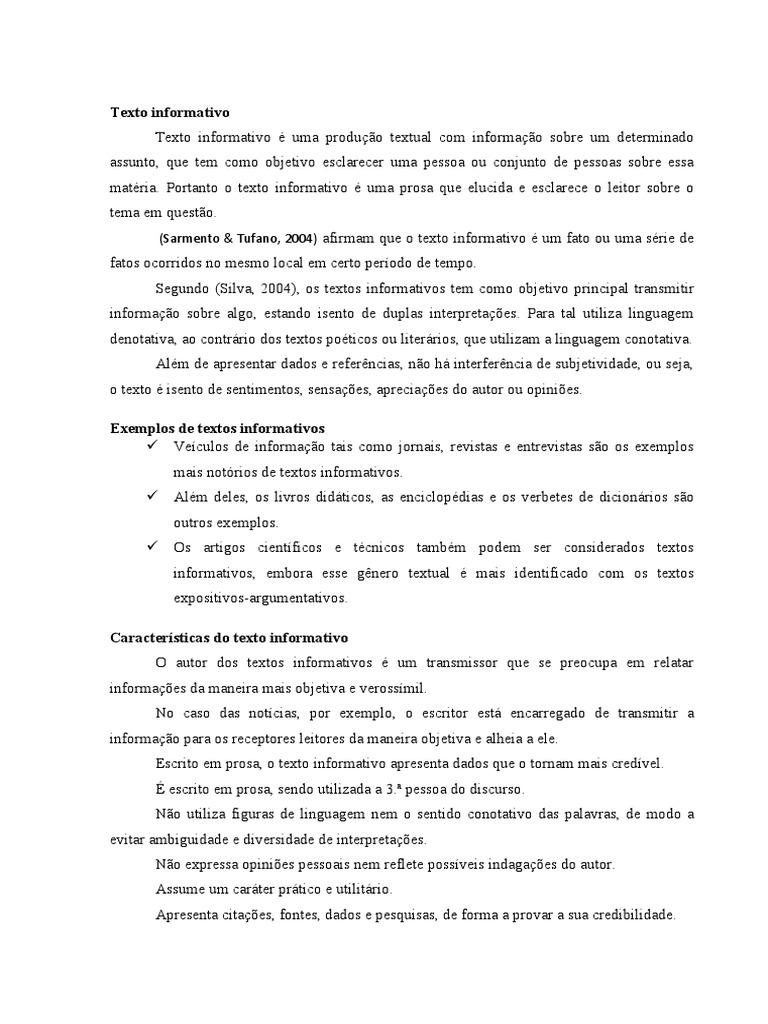 Texto Informativo | PDF | Prosa | Informação