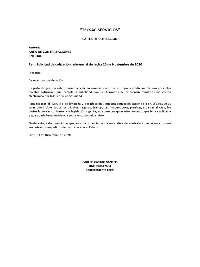 Modelo Carta de Cotizacion | PDF