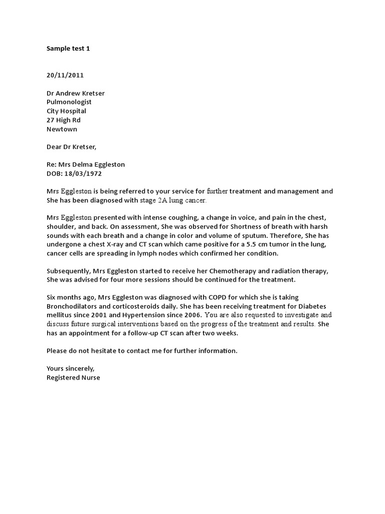 Cancer Diagnosis Confirmation Letter | PDF