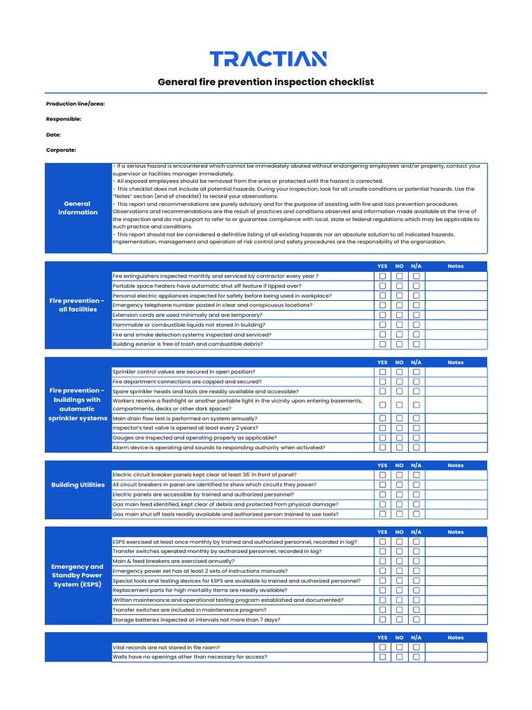 Fire Prevention Inspection Checklist Pdf Bank Vault Fires
